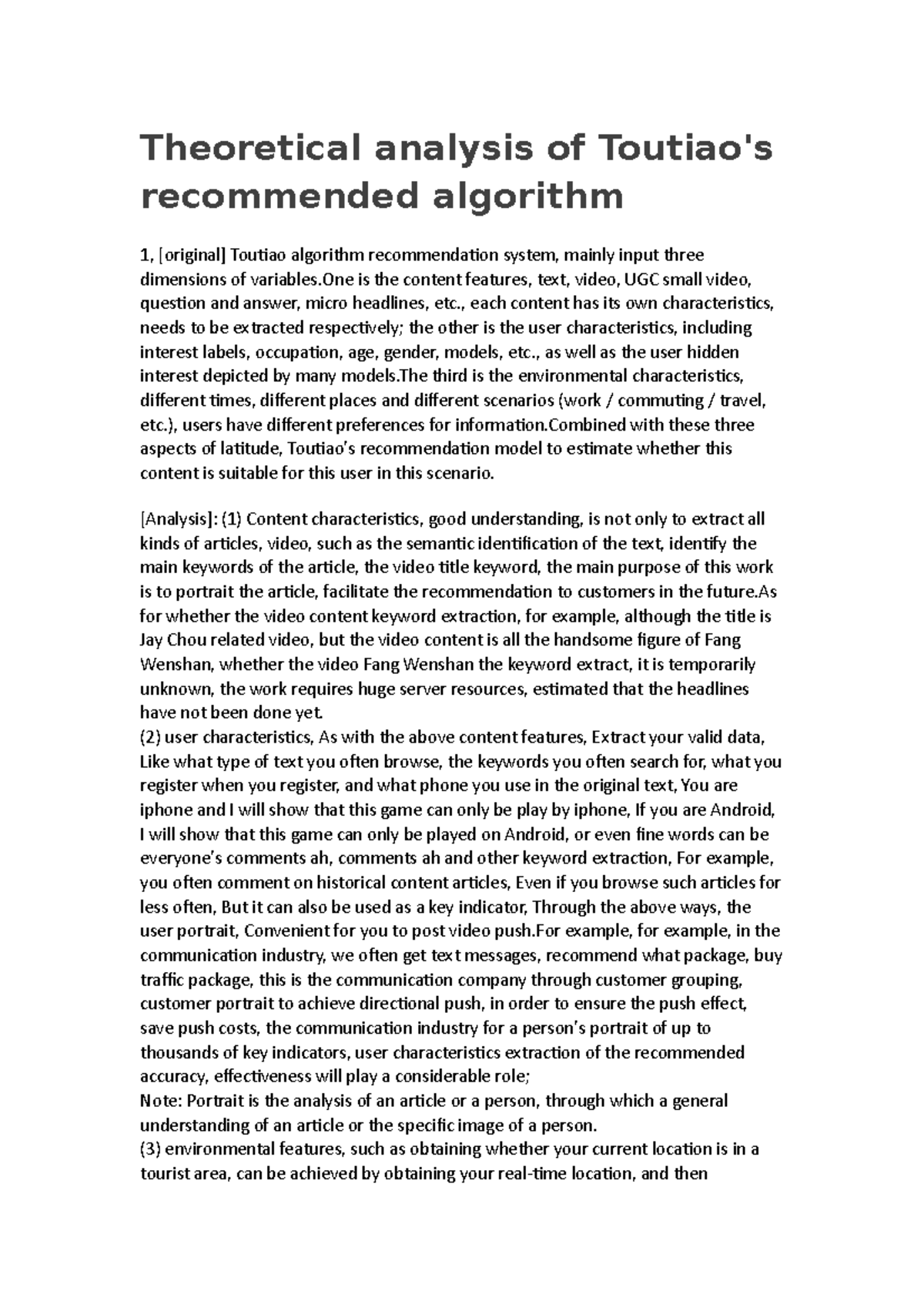 Theoretical analysis of Toutiao's recommended algorithm - Theoretical ...