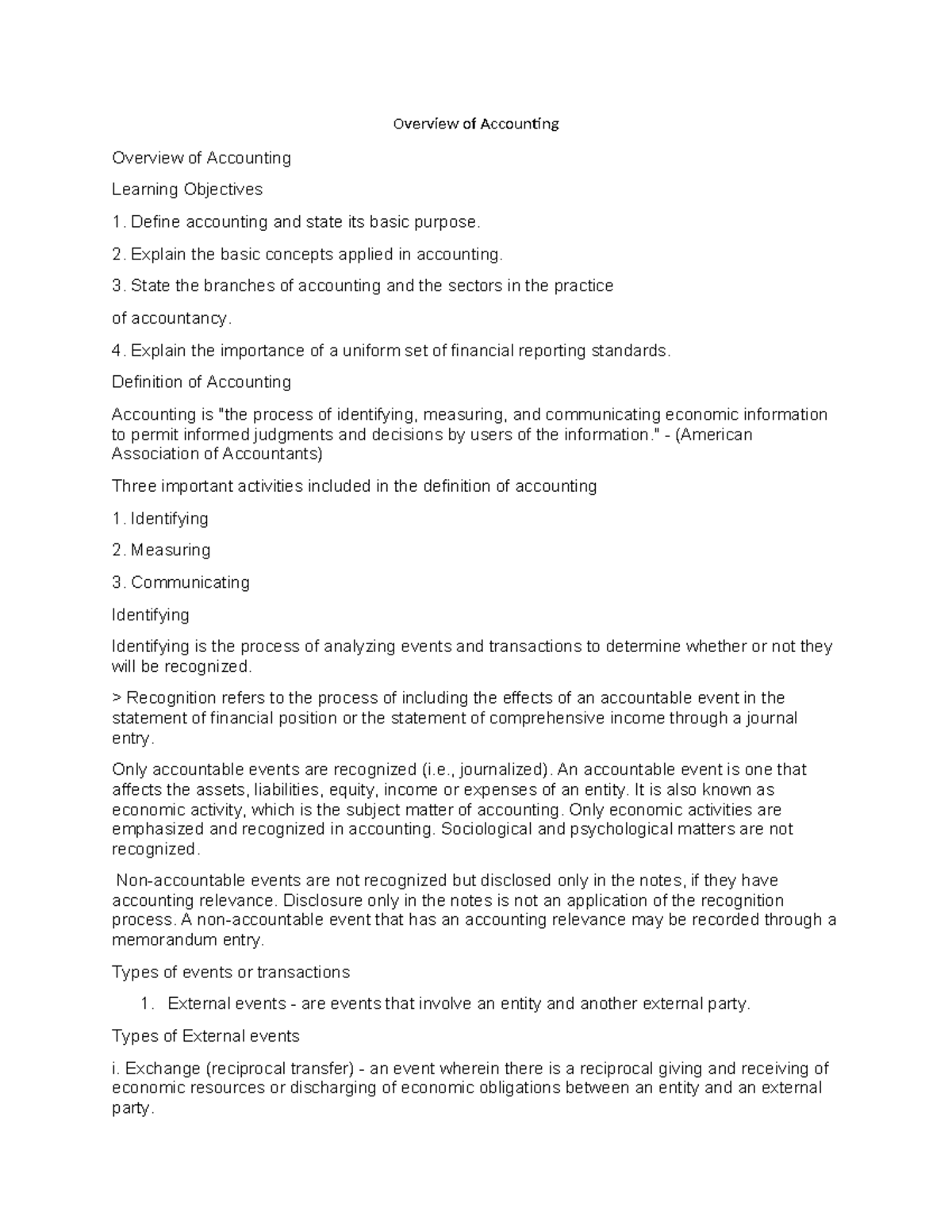 Overview of Accounting - Overview of Accounting Overview of Accounting ...
