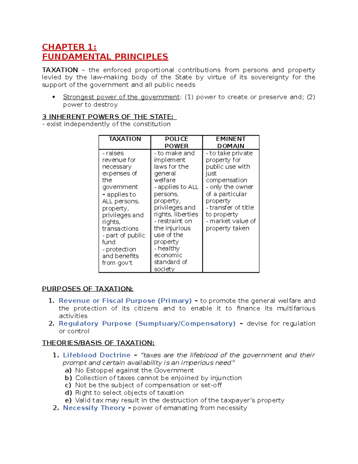 Income Tax Chapter 1 Reviewer - CHAPTER 1: FUNDAMENTAL PRINCIPLES ...