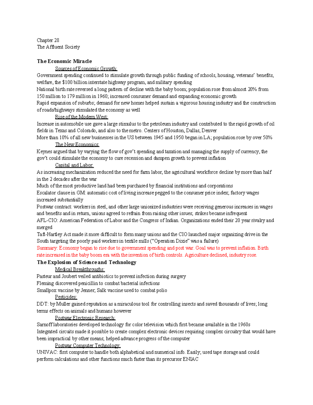 CHPT 28-29 - In-depth notes from chapters 28&29 including summaries ...