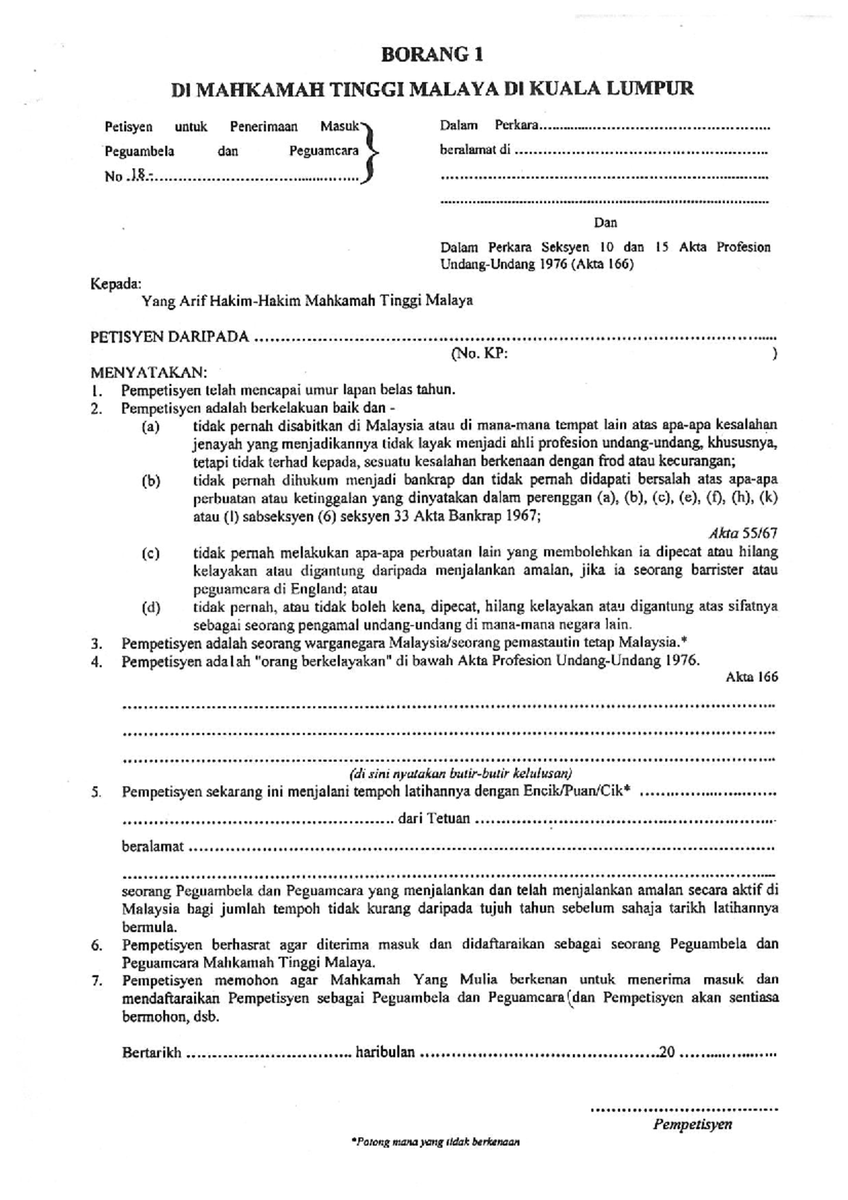 Borang 1- 8 Initiate Chambering (Clean Sample) - BORANG 1 DI MAHKAMAH ...