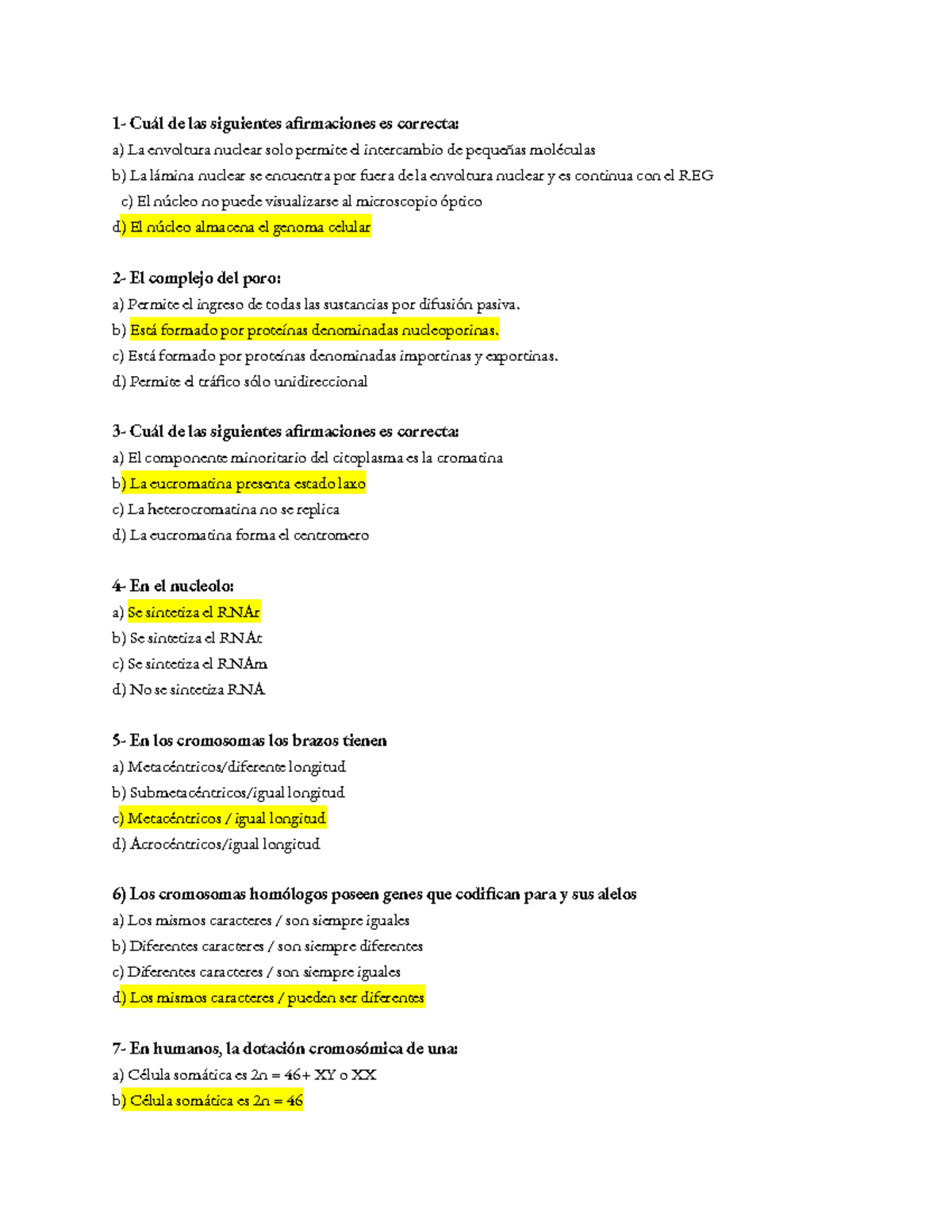 2bio parcual - 546546 - 1 - Cuál de las siguientes afirmaciones es ...