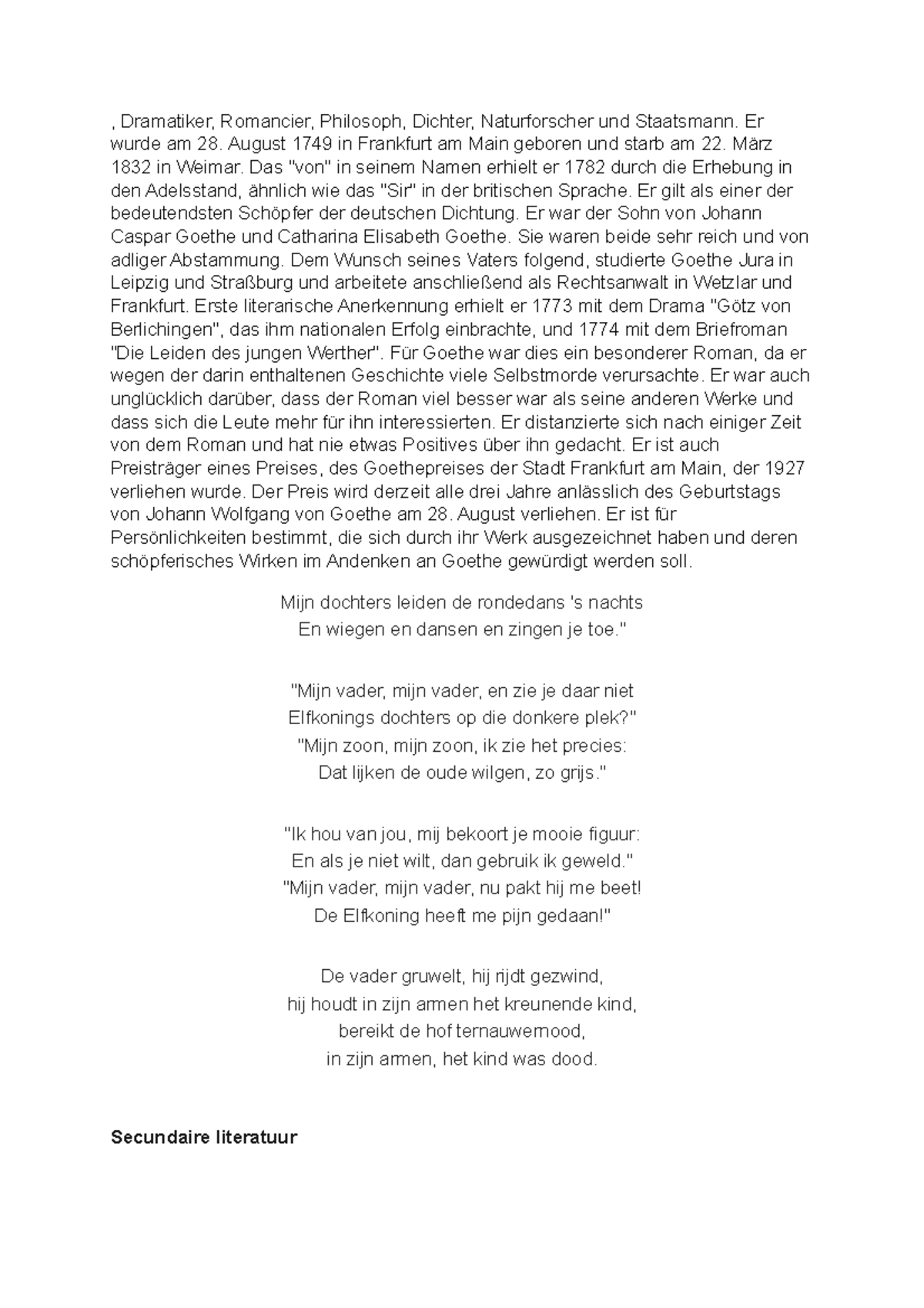 Duits tekst presentatie - , Dramatiker, Romancier, Philosoph, Dichter ...