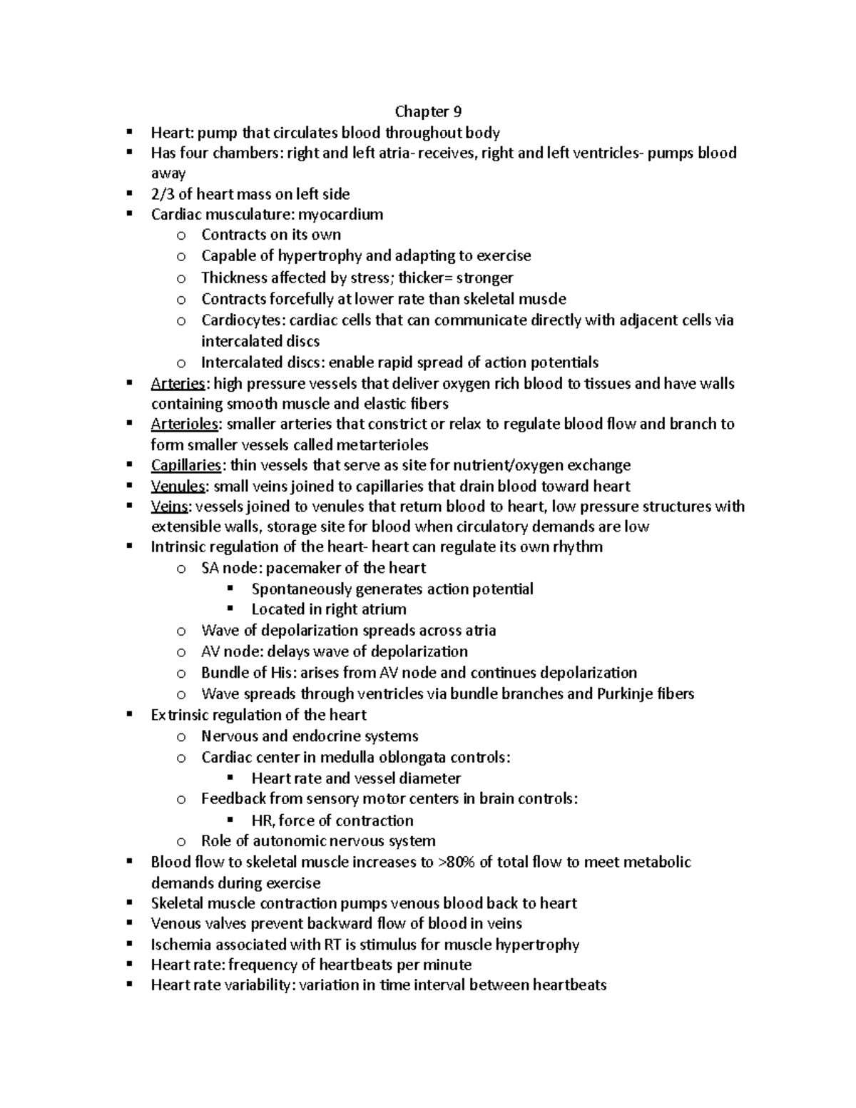 Chapter 9 - Mrs. Rigsbee - Chapter 9 Heart: pump that circulates blood ...