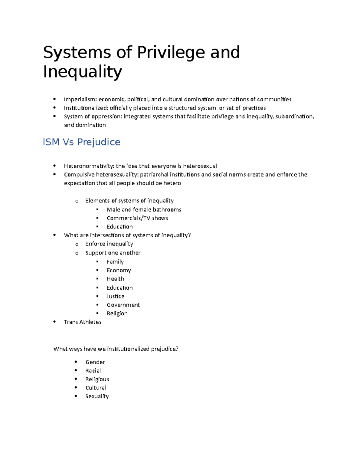 Systems of Privilege and Inequality - Systems of Privilege and ...