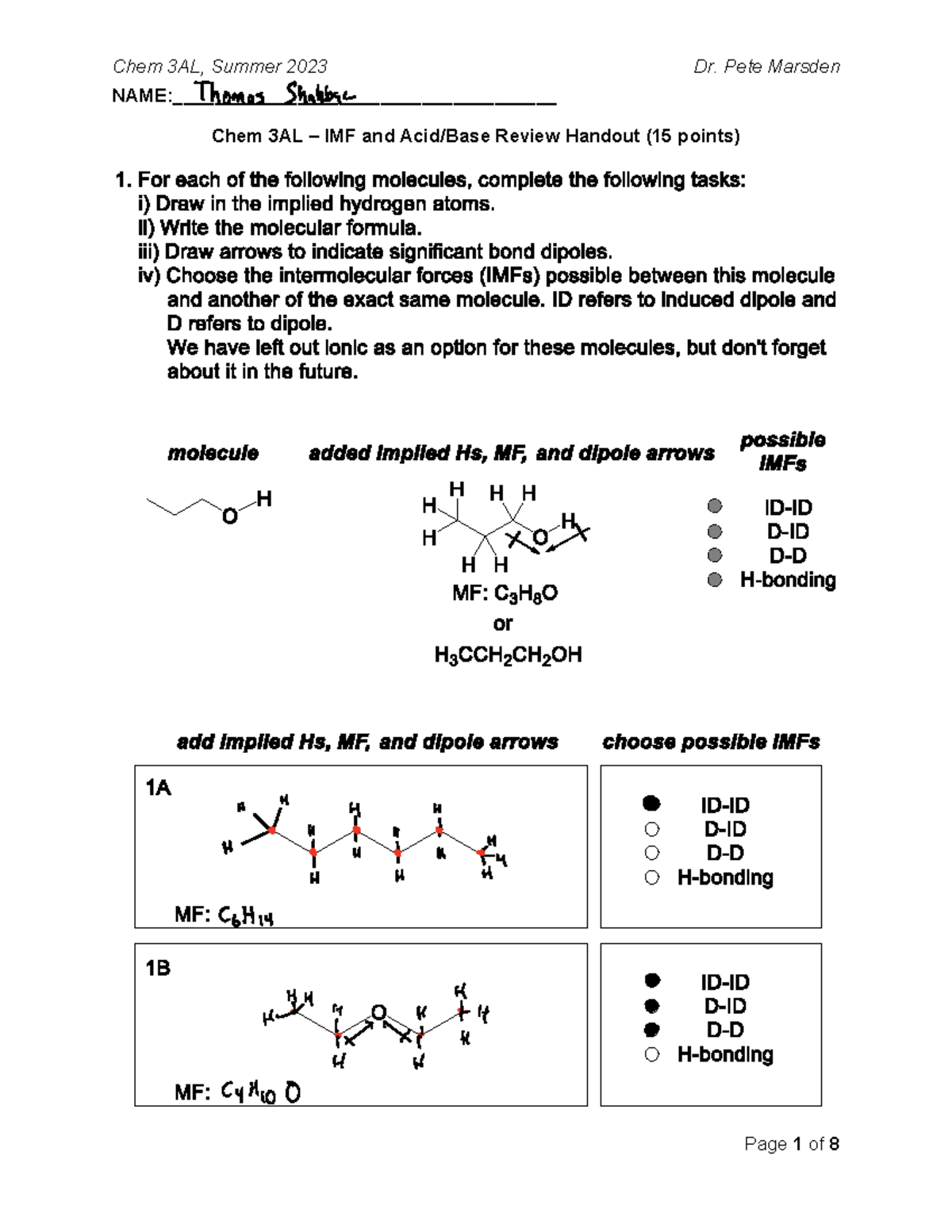 A - Bonding Worksheet A - NAME ...