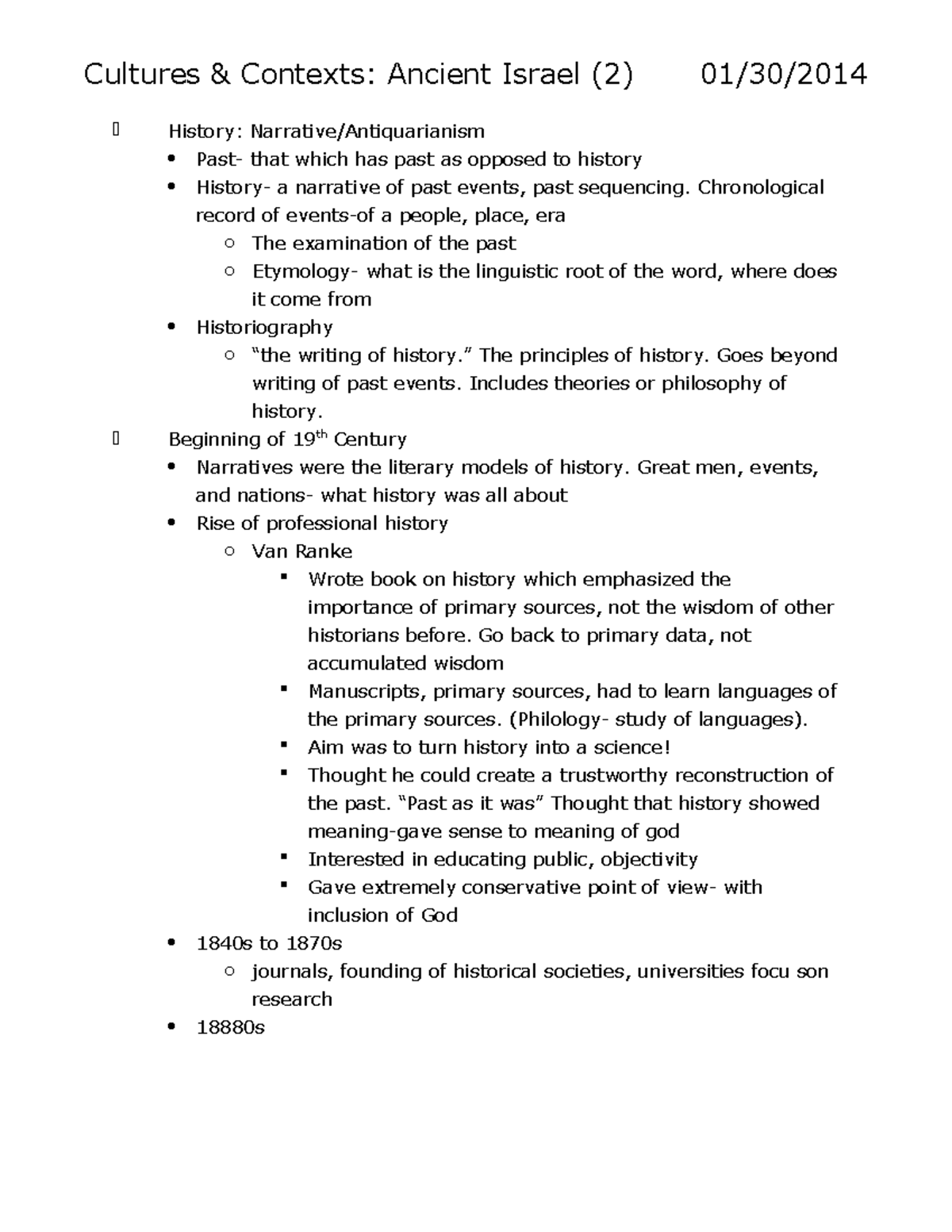 Class Notes - Cultures and Contexts: Ancient Israel - Cultures ...