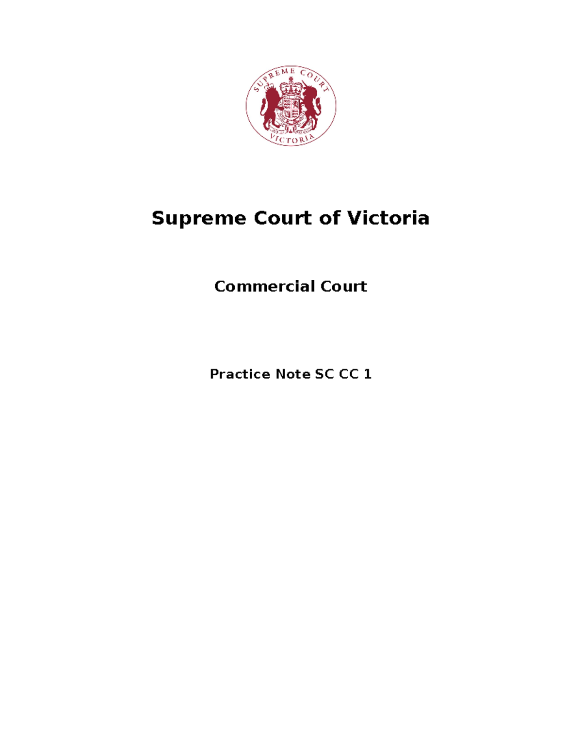 CC1Commercial Court First Revision 21122017 - Supreme Court of Victoria ...