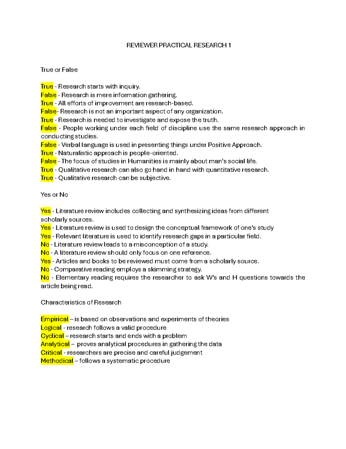 practical research grade 11 - REVIEWER PRACTICAL RESEARCH 1 True or False True - Research starts ...