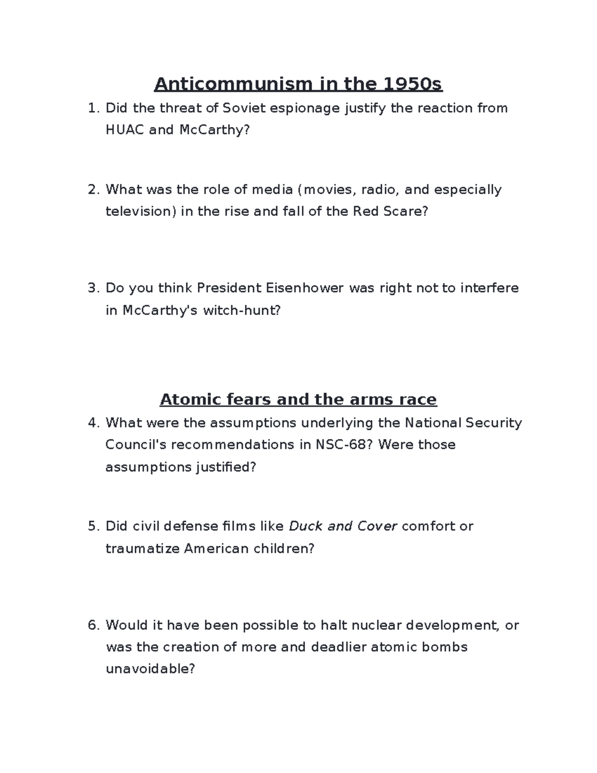 Khan Cold War Impact on Society - Anticommunism in the 1950s 1. Did the ...