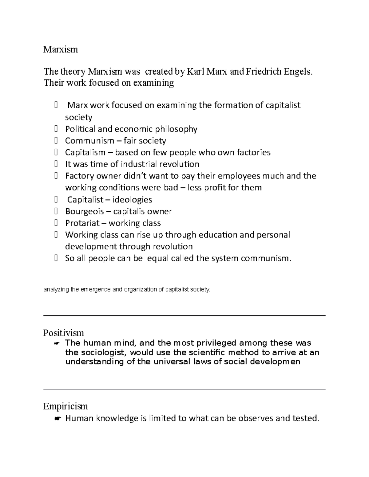 Unit 1 assigment notes - Marxism The theory Marxism was created by Karl ...