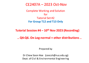 CE2407 A Tutorial Solutions Set 1 (complete) - CE2407A – Tutorial ...