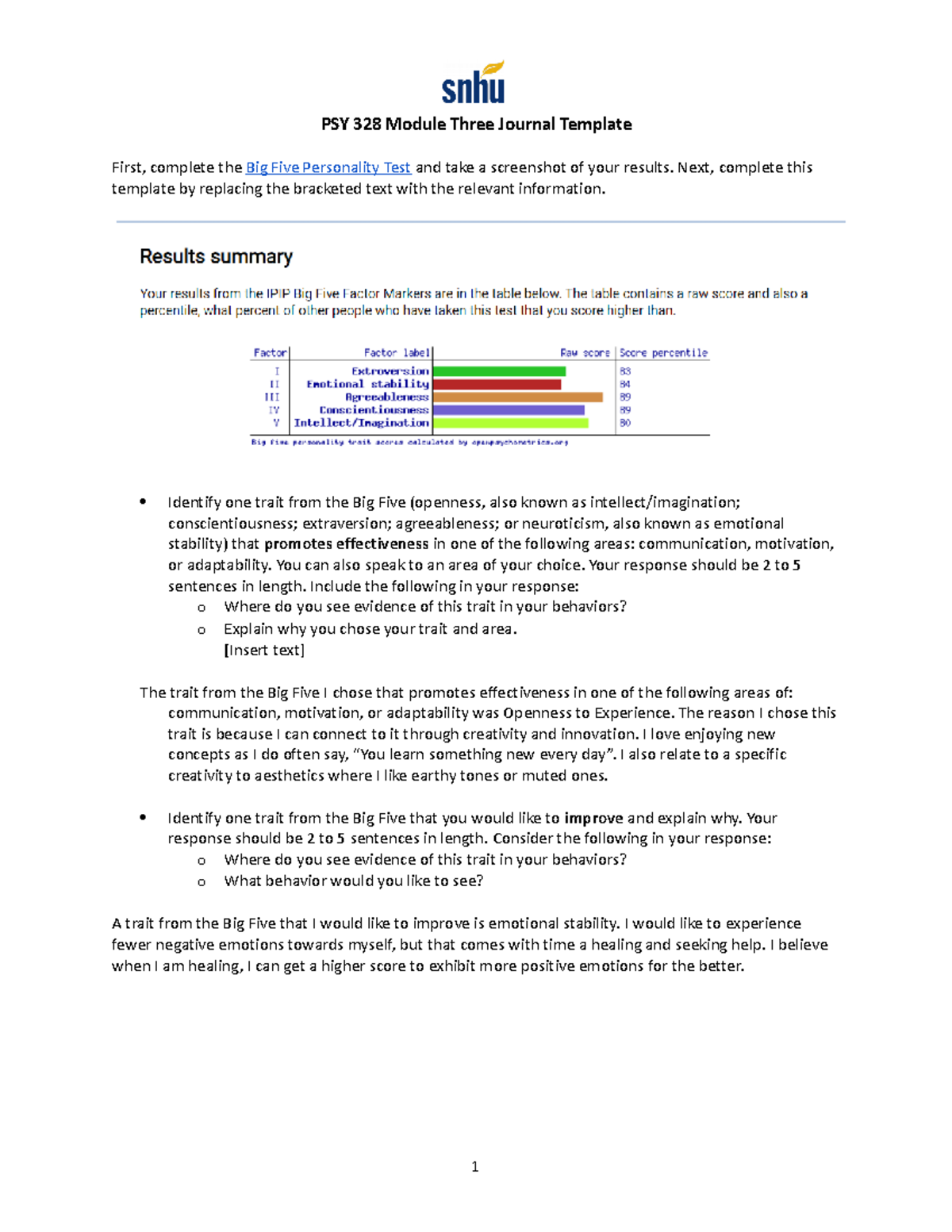 PSY 328 Module Three Journal Template - PSY 328 Module Three Journal ...