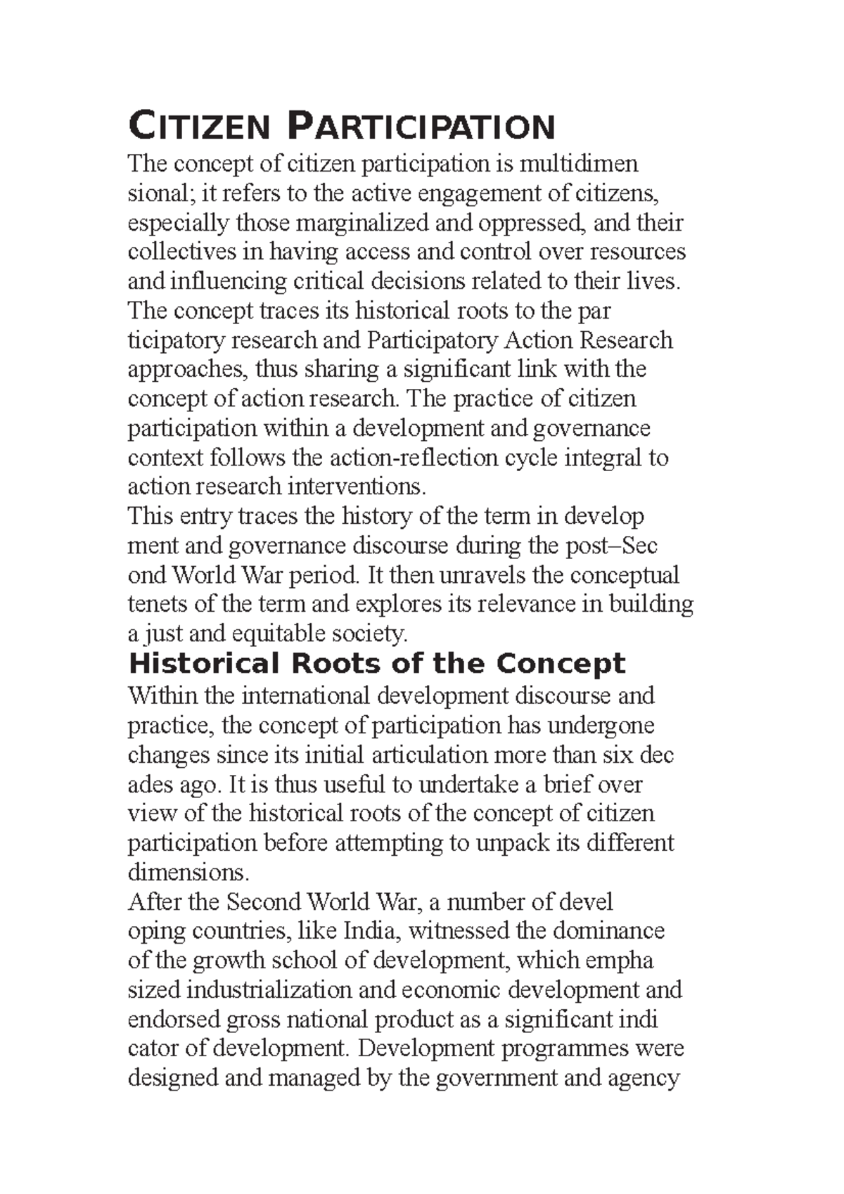 Citizen Participation - The concept traces its historical roots to the ...