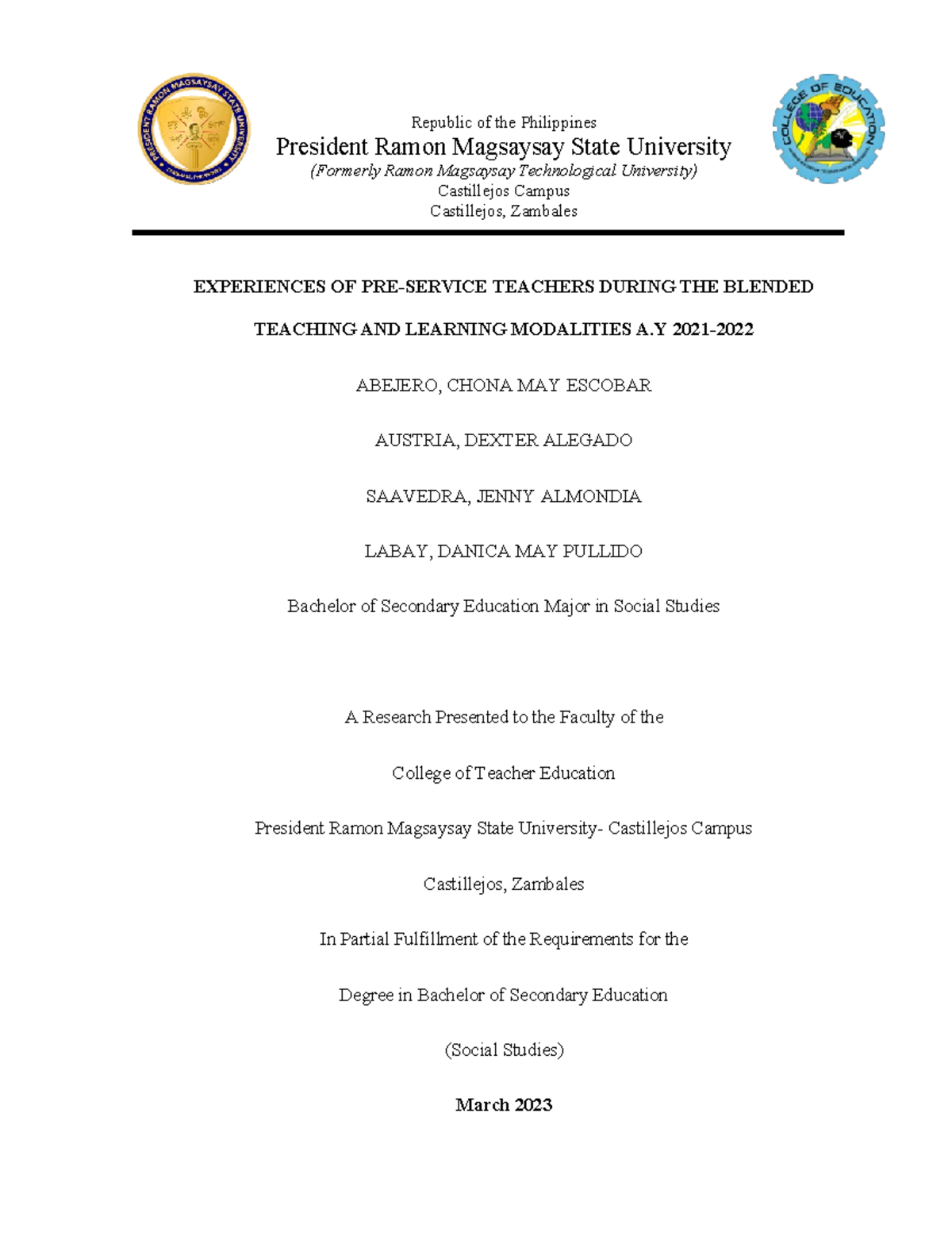 Experiences of Pre Service Teachers During Blended and Learning ...