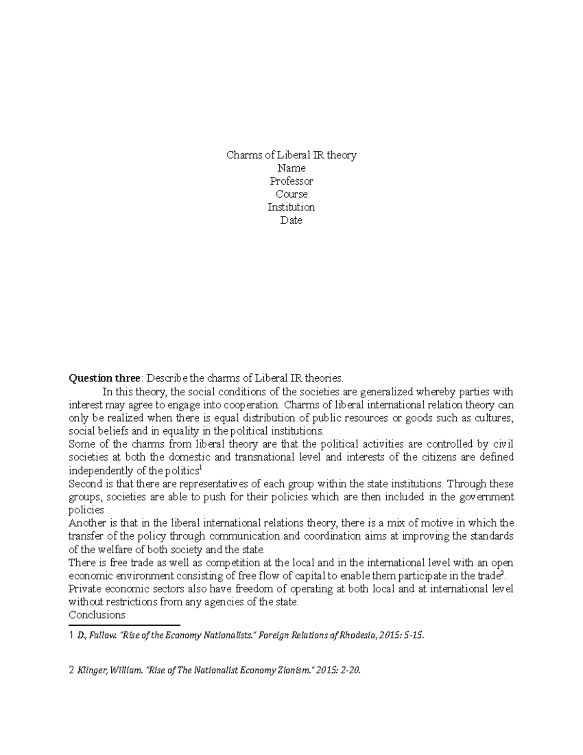 Charms of Liberal IR theory, all about this - Charms of Liberal IR ...