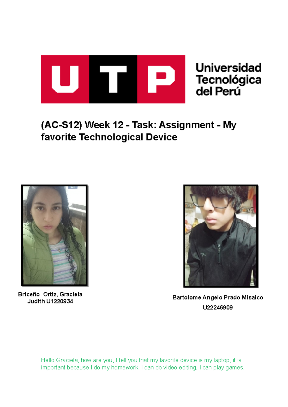Week 12 - Task Assignment - My favorite Technological Device - I love ...