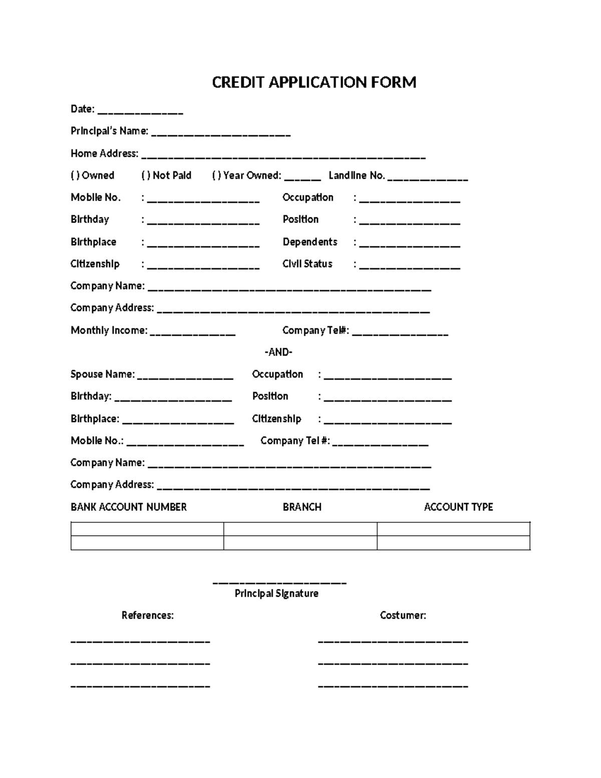 Credit Application FORM 1 - CREDIT APPLICATION FORM Date ...