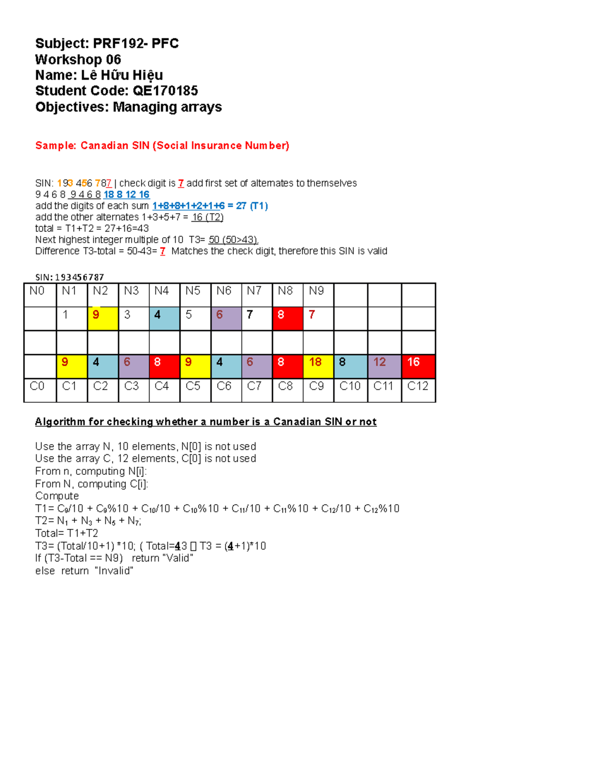 Workshop 6- Lê Hữu Hiệu - Subject: PRF192- PFC Workshop 06 Name: Lê Hữu ...