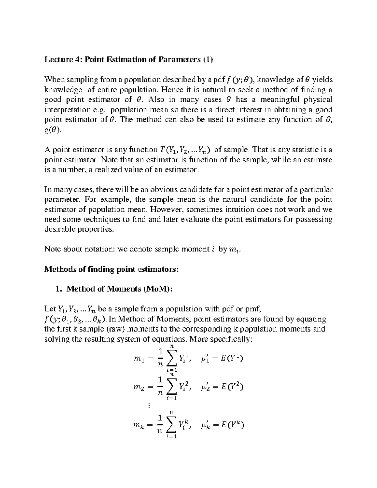 Lecture 4 - Probability and statistical models course: recap of ...