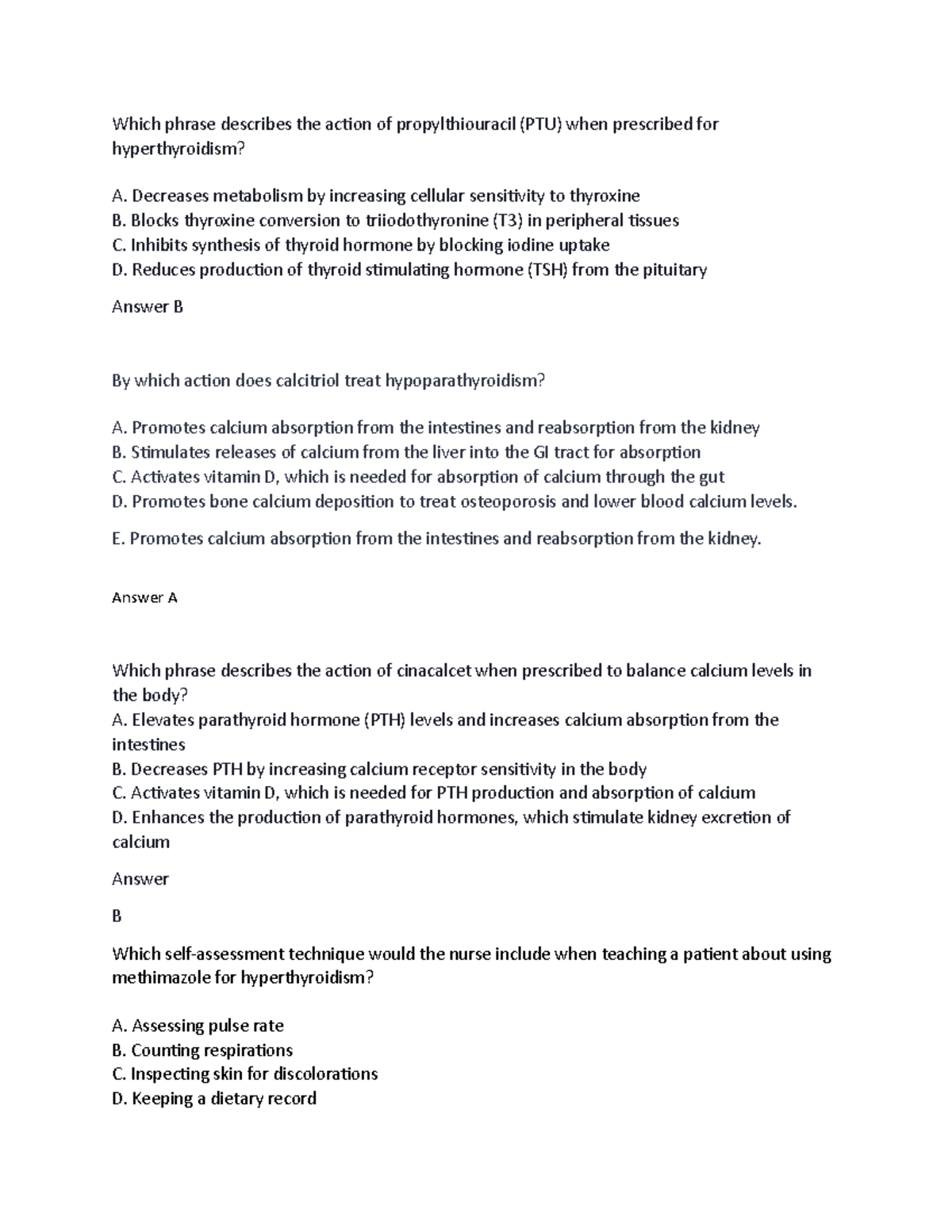 Pharm review - Which phrase describes the action of propylthiouracil ...
