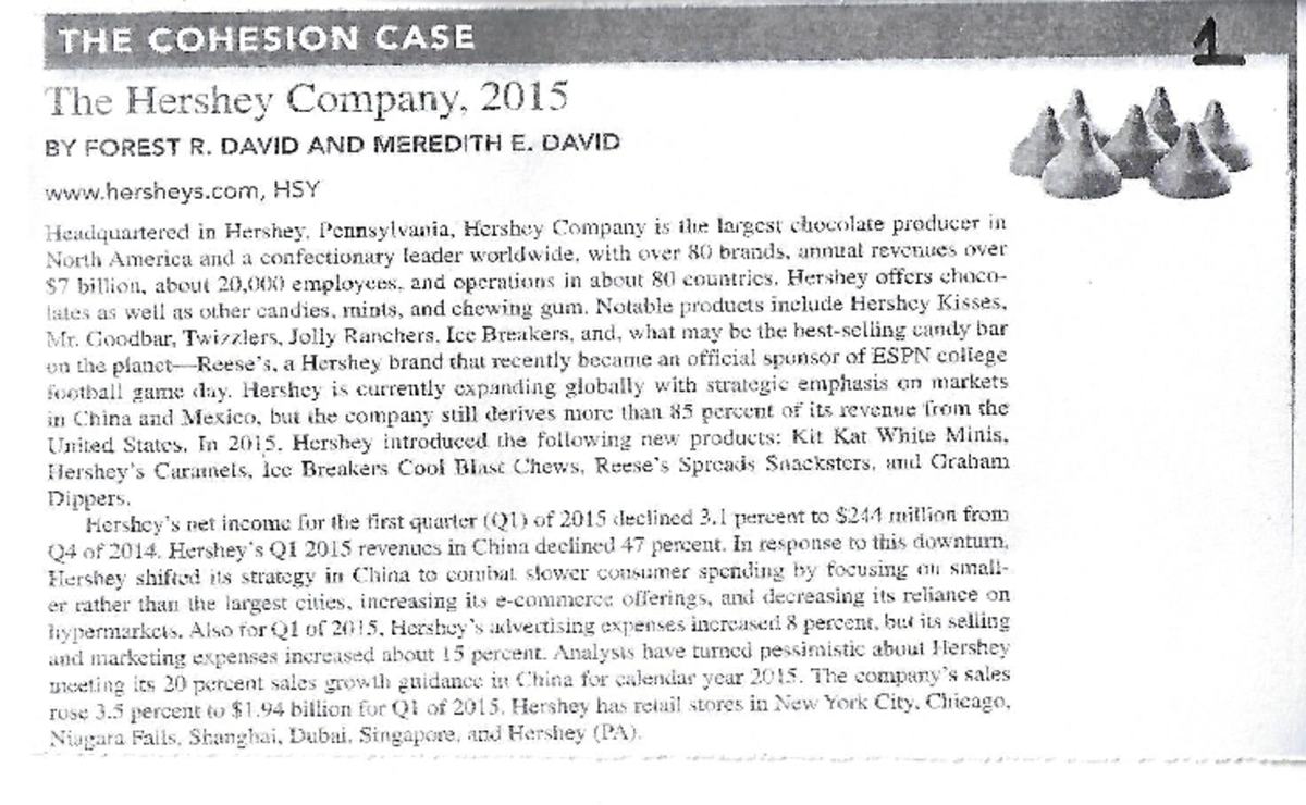Case Study SM 23-25 mid - THE COHESION CASE The Hershey Company, 2015 ...