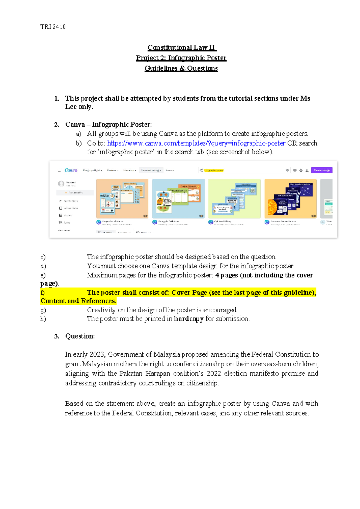 Project 2 - Guidelines Question - TRI 2410 Constitutional Law II ...