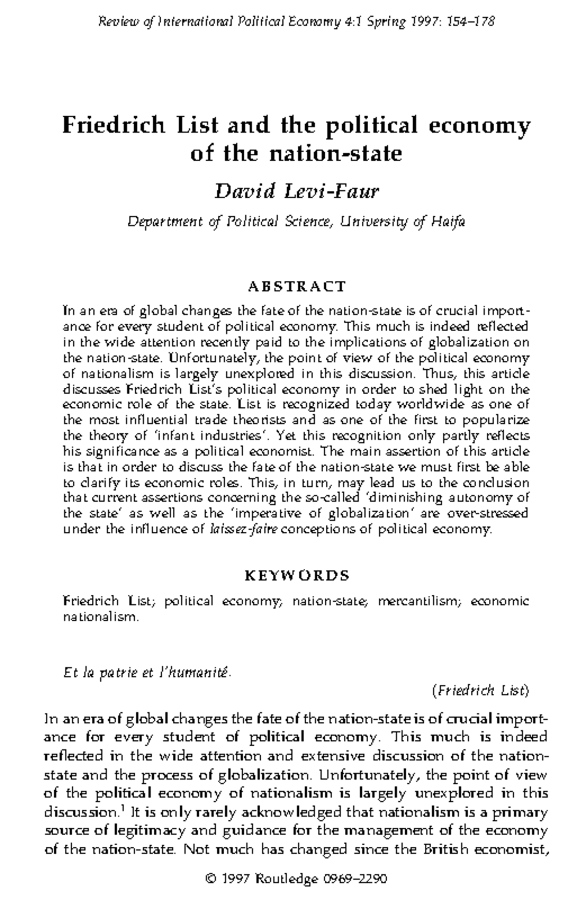 Kind of a summary of friedrich list the national system of political ...