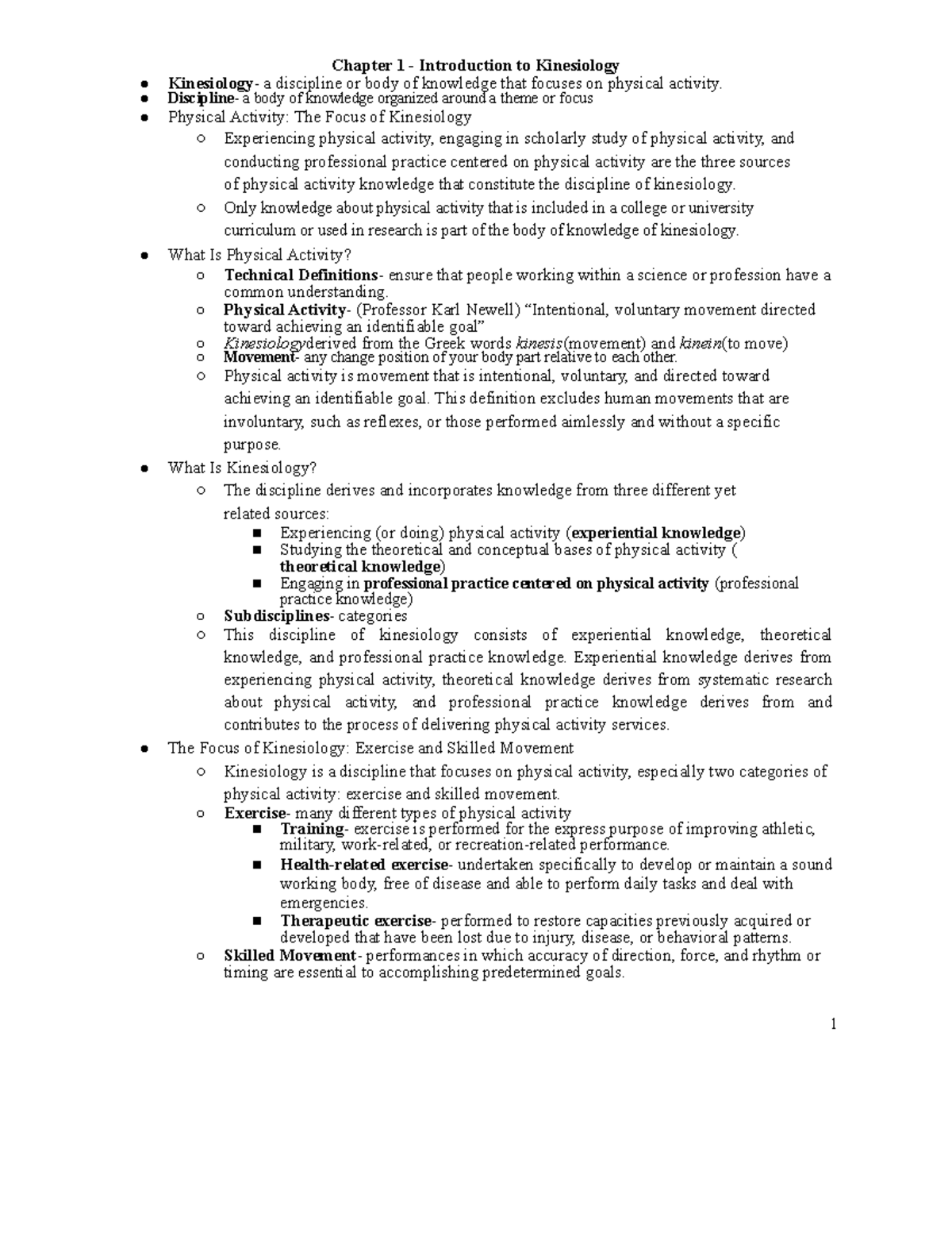 Introduction to Kinesiology - Discipline- a body of knowledge organized around a theme or focus ...