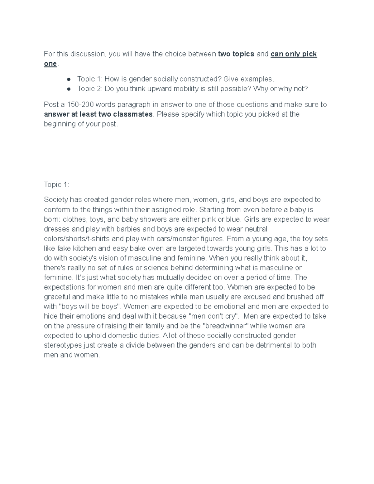 Sociology- Discussion #4 - For this discussion, you will have the ...