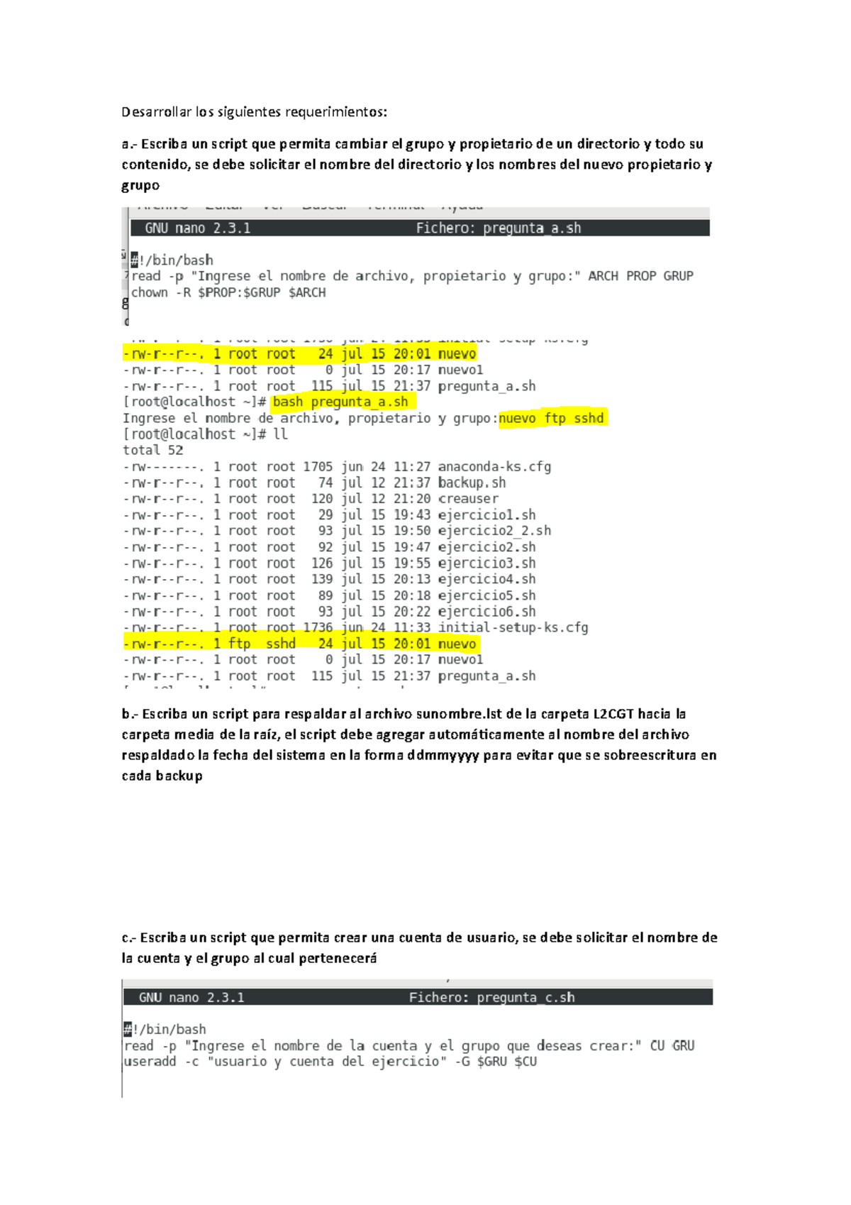 LC2P3 - laboratorio 2 - Desarrollar los siguientes requerimientos: a ...