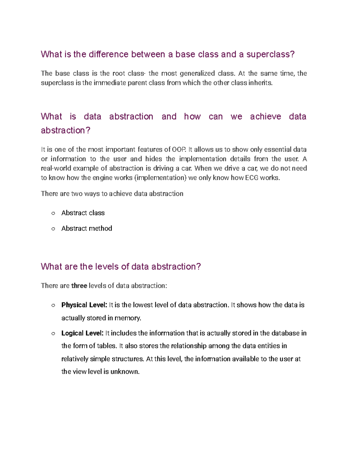 OOP - What is the difference between a base class and a superclass? The ...