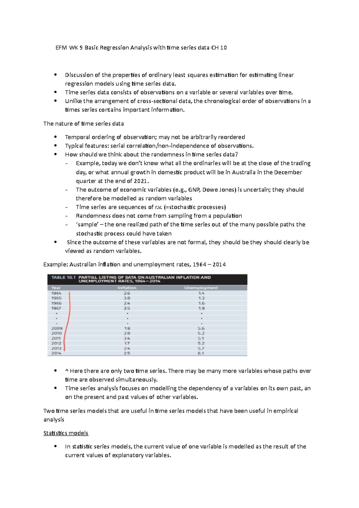 EFM WK 9 Basic Regression Analysis with time series data CH 10 - Time ...