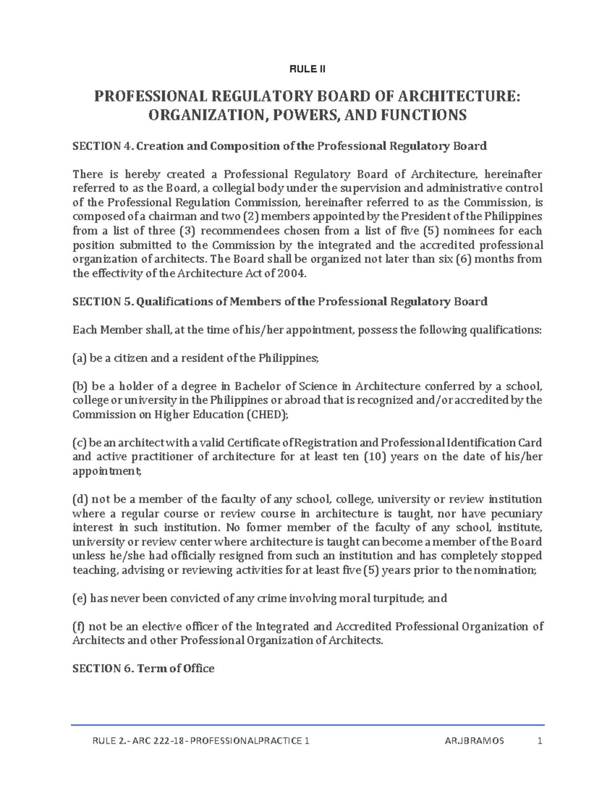 Lesson 2 - RULE II PROFESSIONAL REGULATORY BOARD OF ARCHITECTURE ...