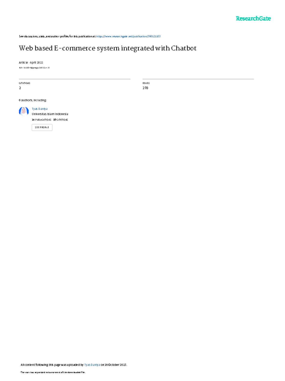 Web based E-commerce system integrated with Chatbo - See discussions ...