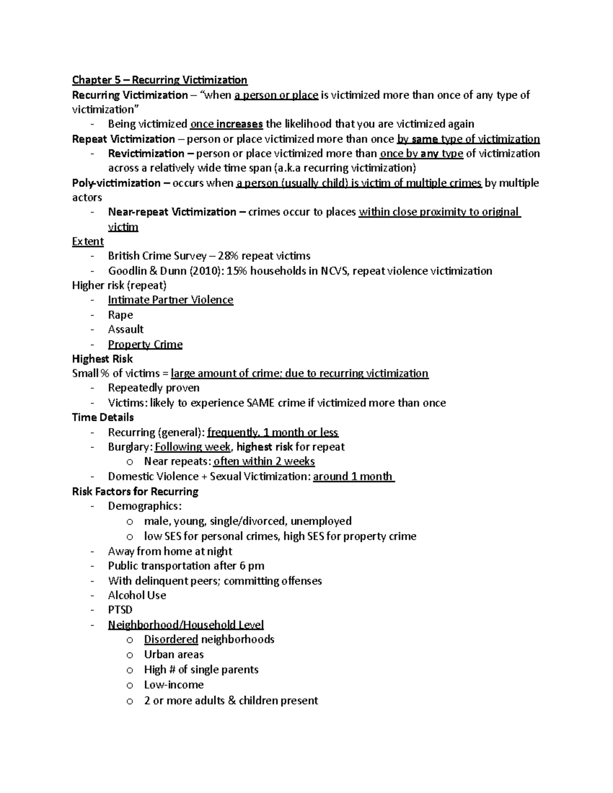 Chapter 5 - Dr. Duncan - Chapter 5 – Recurring Victimization Recurring ...