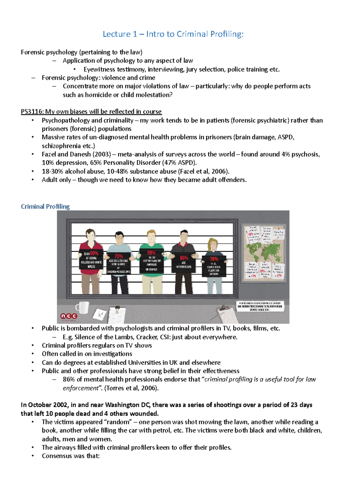 Intro to criminal profiling and assessment - Lecture 1 – Intro to ...