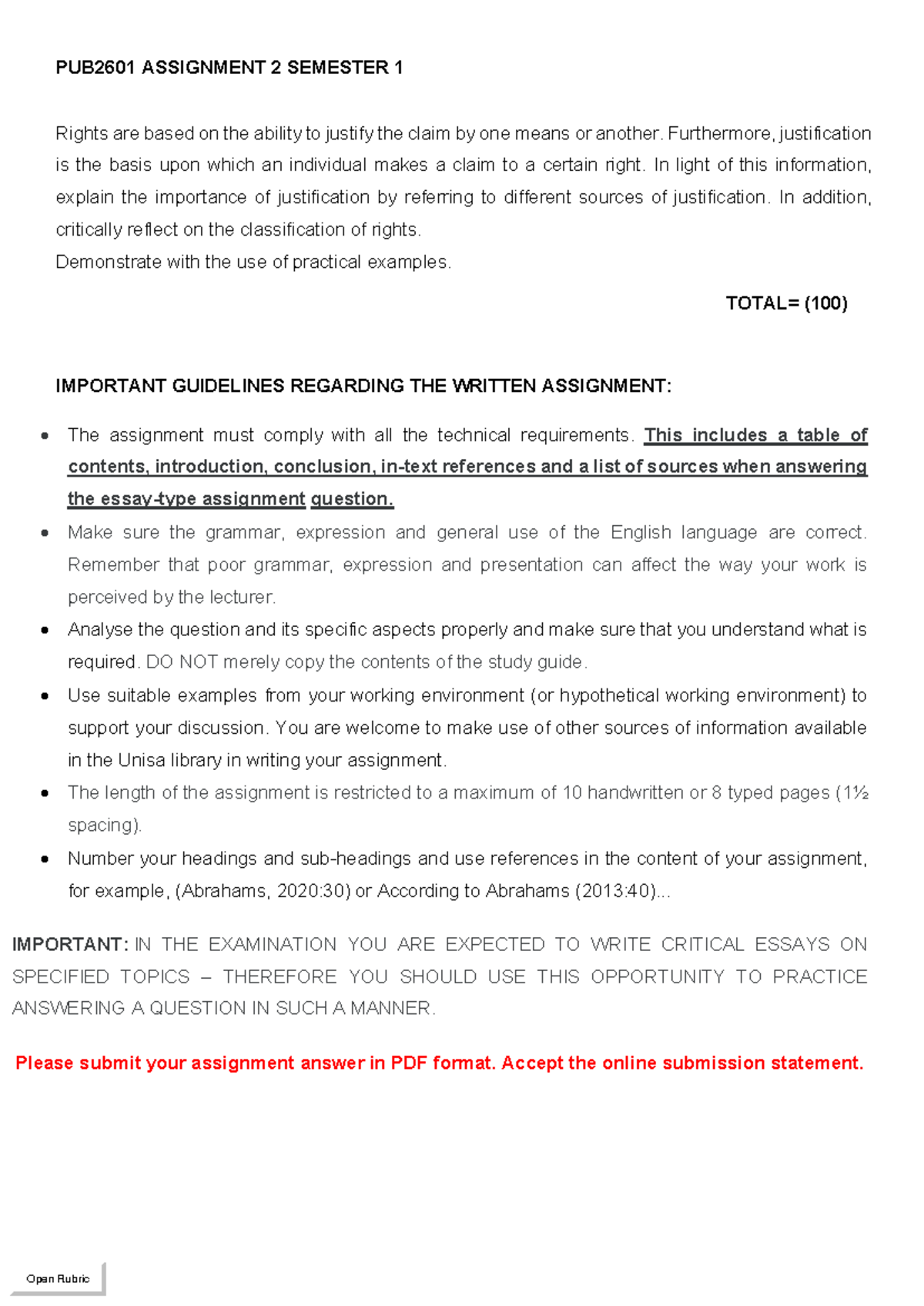 PUB2601 Semester 1 Assignment 2 2024 1665fd13a58270629 c24ea31c957385 a ...