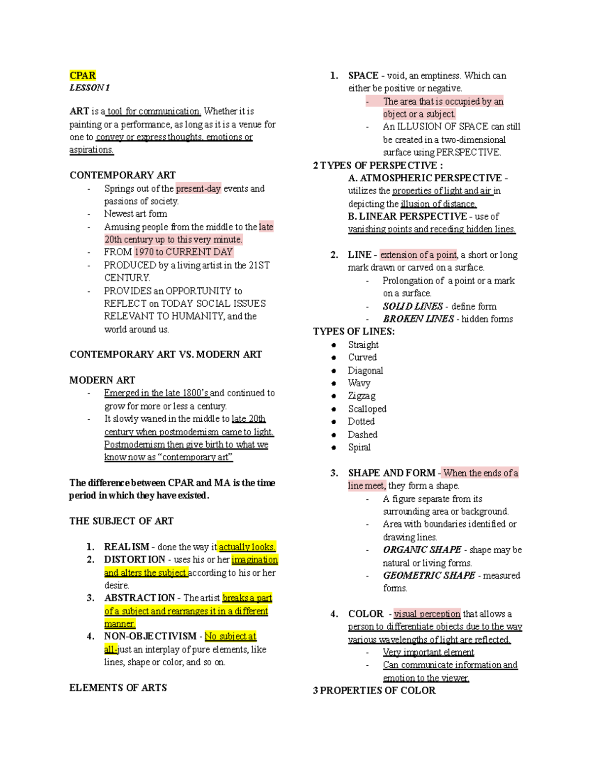 Cpar-reviewer - Reviewers for upcoming exams - CPAR LESSON 1 ART is a ...