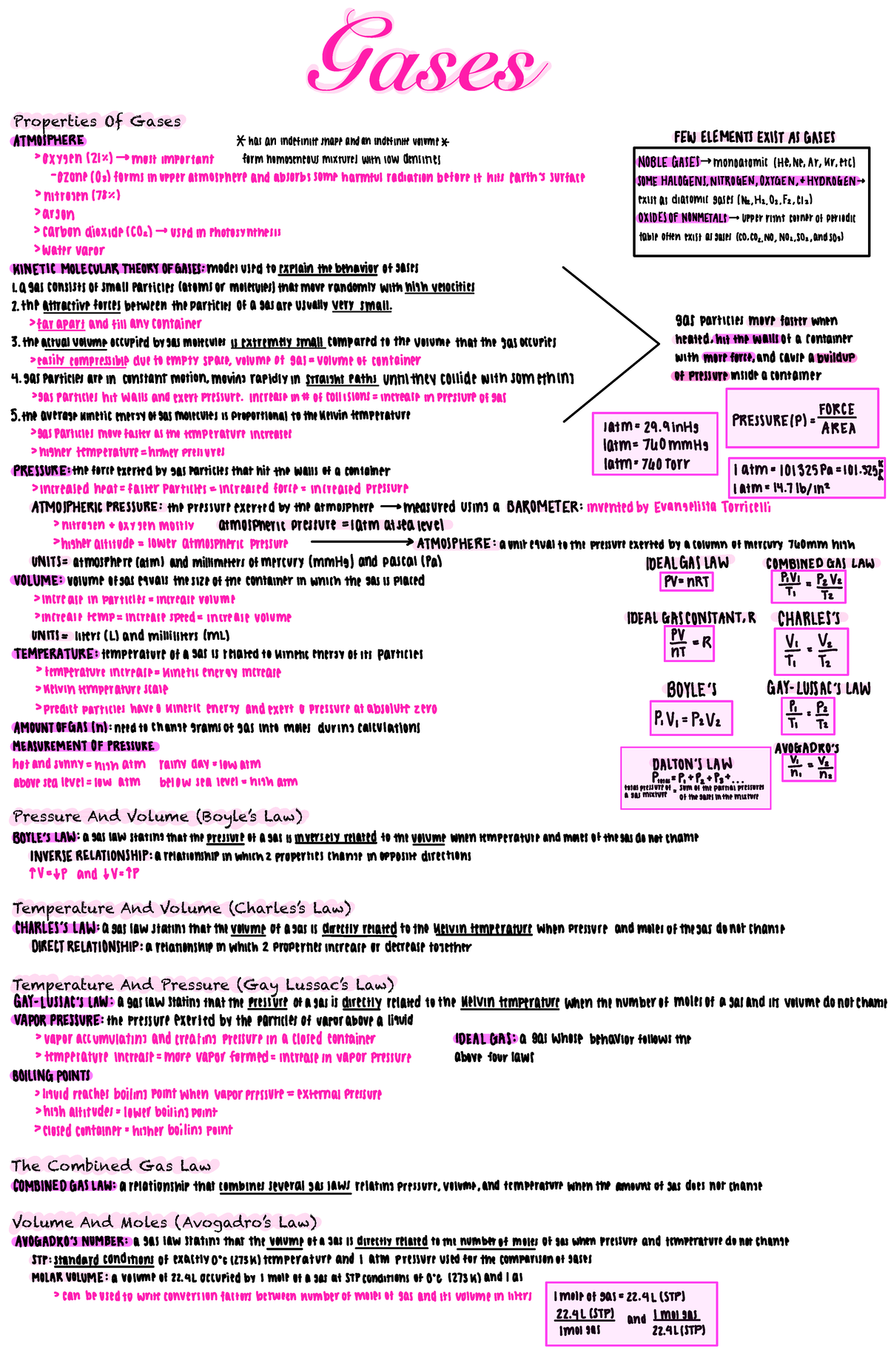 Chem Exam 3 Material - Gases Properties Of Gases Pressure And Volume ...