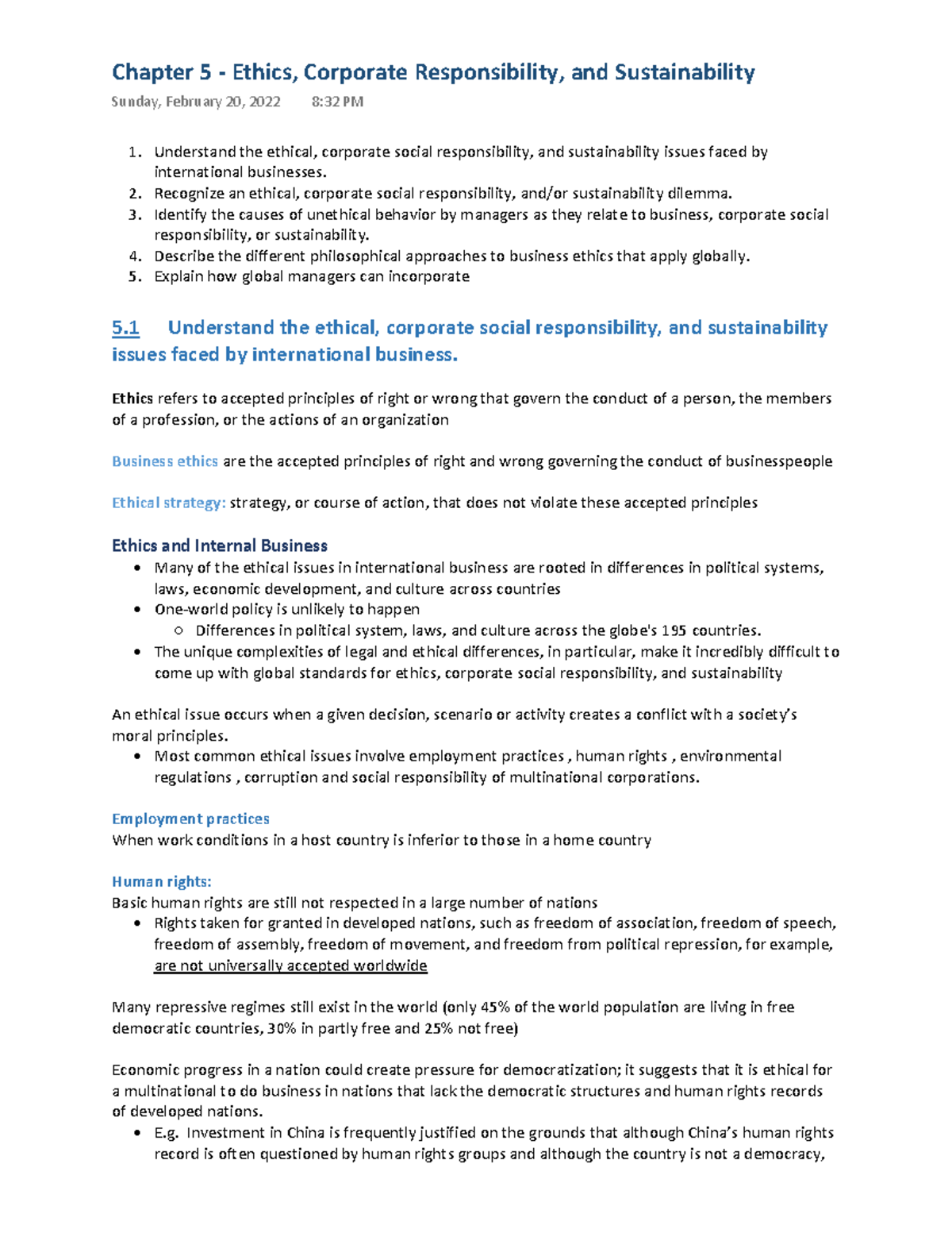 Chapter 5 - Ethics, Corporate Responsibility, and Sustainability ...