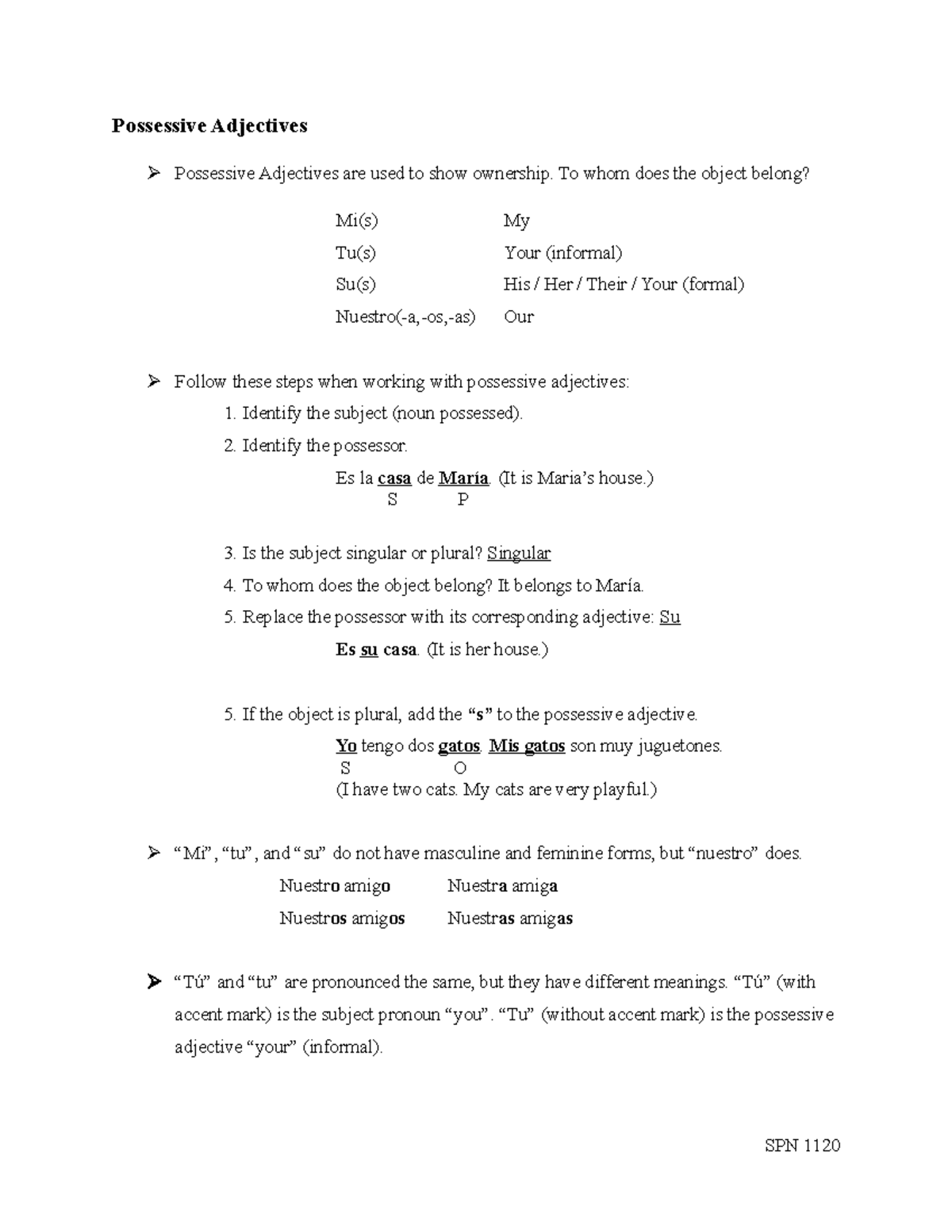 Possessive Adjectives - To whom does the object belong? Mi(s) My Tu(s ...
