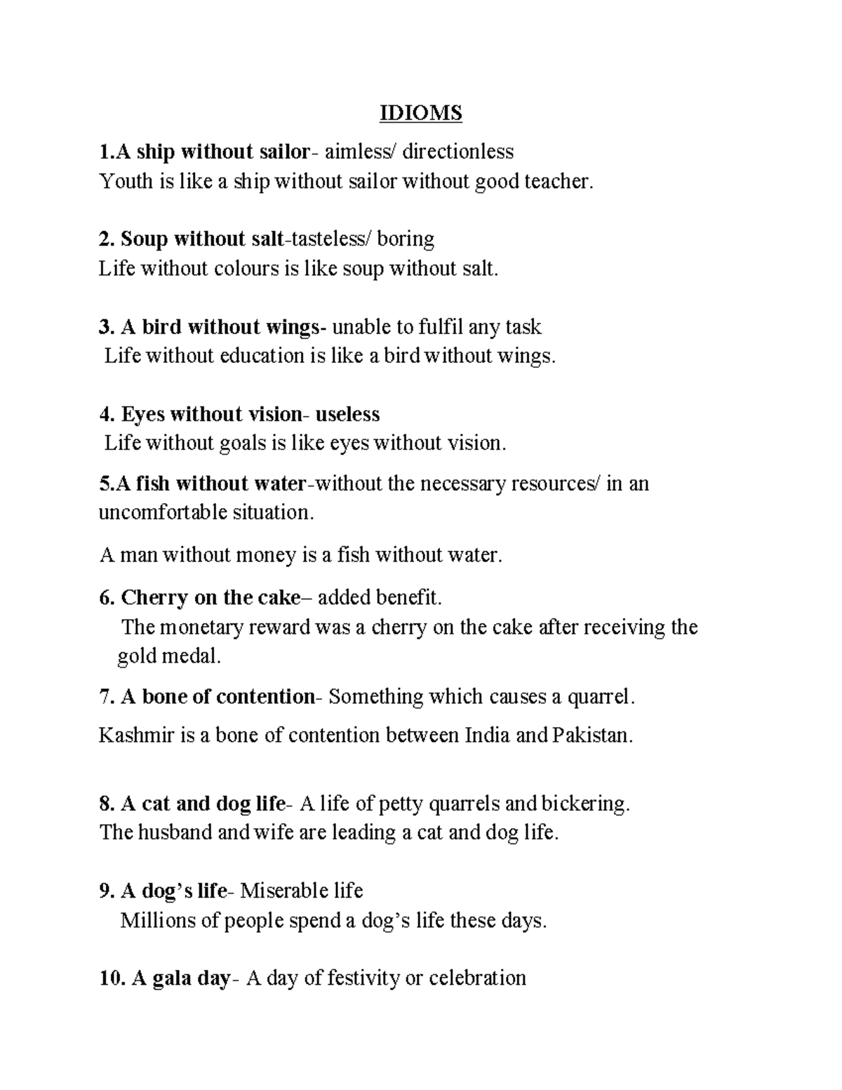 Vocabulary and Idioms - celpip - IDIOMS 1 ship without sailor- aimless/ directionless Youth is ...