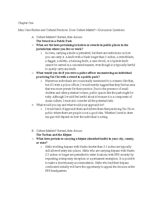 Mini Case Studies Chapter One - Chapter One Mini Case Studies and ...