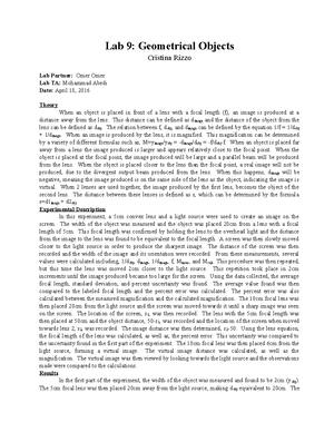 Physics spring lab 8 write up - Lab 8: Electron Cristina Rizzo Lab ...