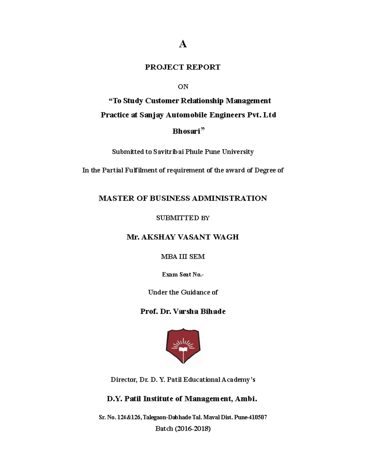 Customer relation managent at hyundai mo - A PROJECT REPORT ON “To ...