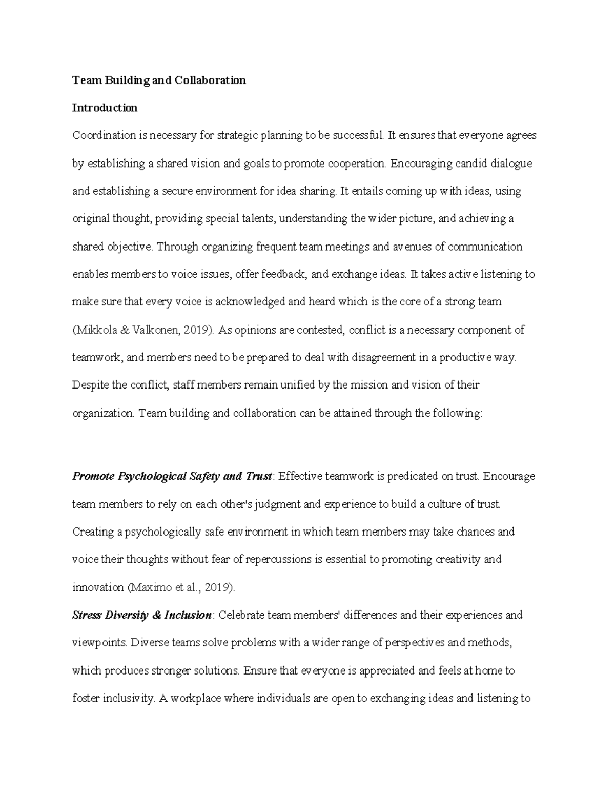 Group Assignment 1 - Team Building and Collaboration Introduction ...