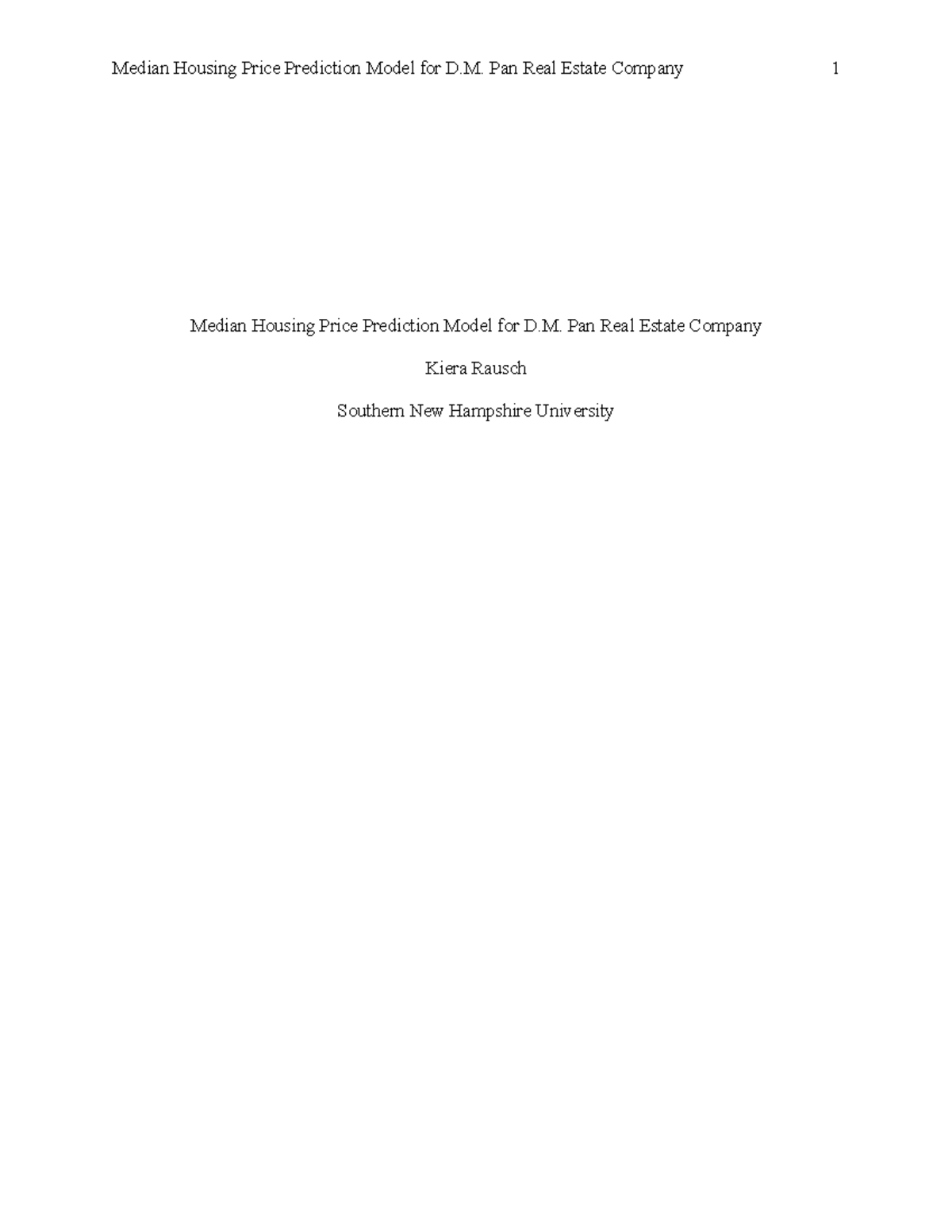 Mat 240 Module Three Assignment Template Median Housing Price