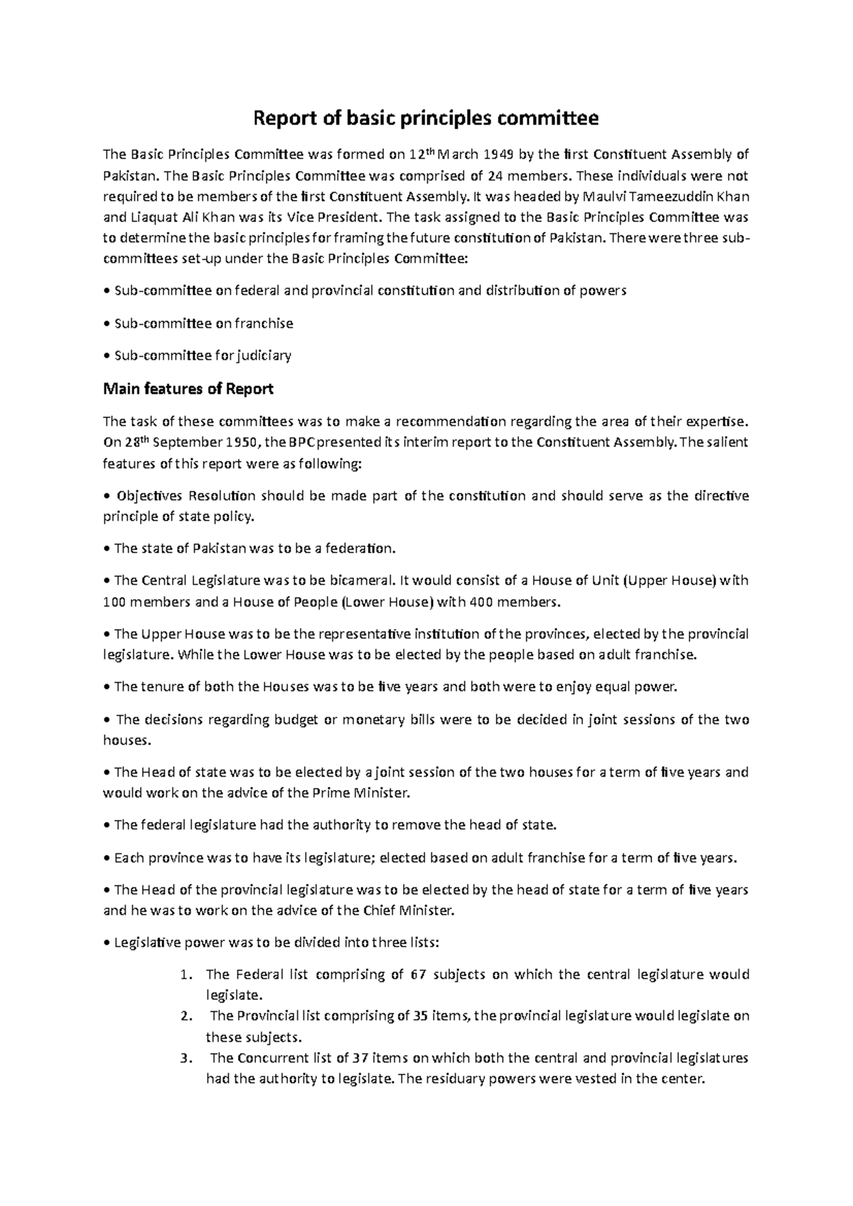 Basic report committee - Report of basic principles committee The Basic ...