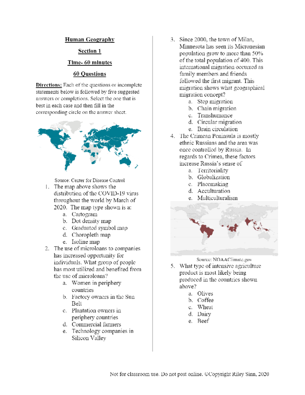 Practice test for aphg - Human Geography 3. Since the town of Milan ...